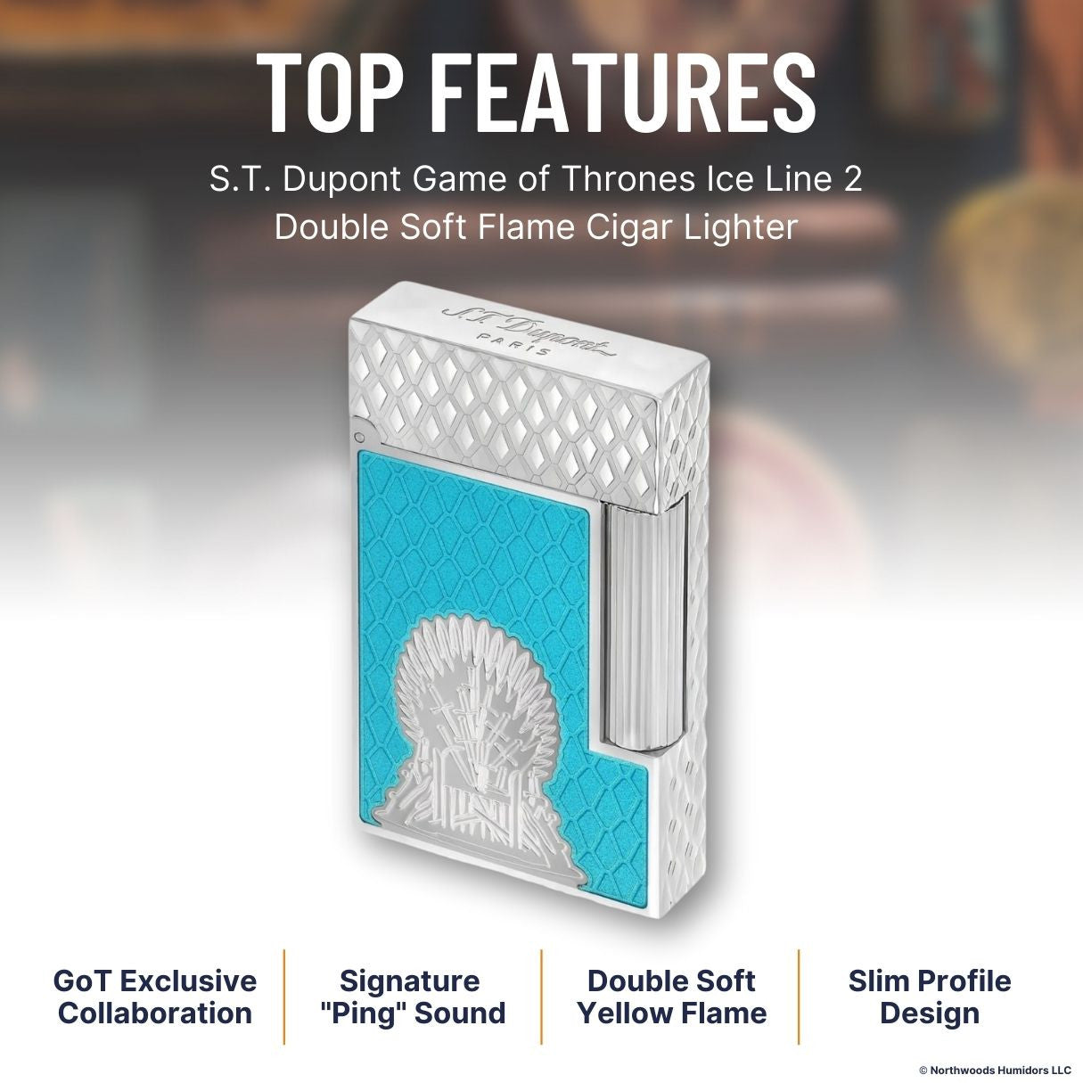 S.T. Dupont Game of Thrones Ice Line 2 Double Soft Flame Cigar Lighter ...