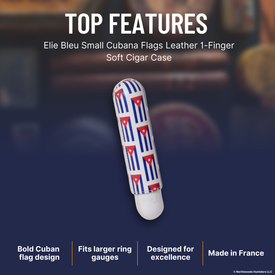 Elie Bleu Small Cubana Flags Leather 1-Finger Soft Cigar Case ...