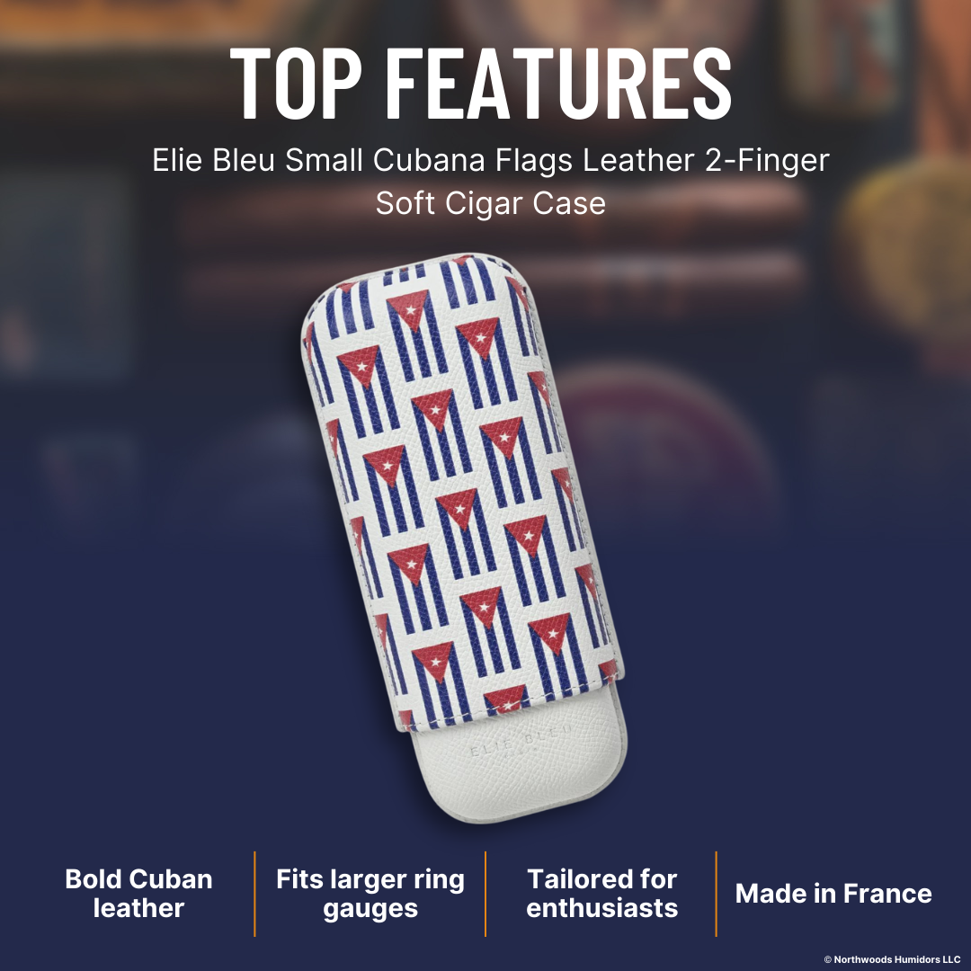 Elie Bleu Small Cubana Flags Leather 2-Finger Soft Cigar Case ...