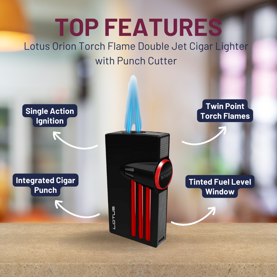 Lotus Orion Torch Flame Double Jet Cigar Lighter – Northwoods Humidors