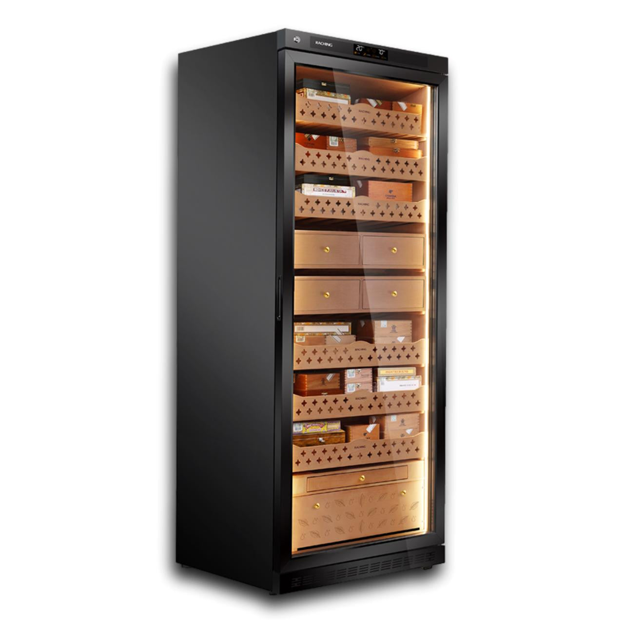 Raching MON5800A Climate Control Black Wood 4,000-Cigar Electric Humid ...