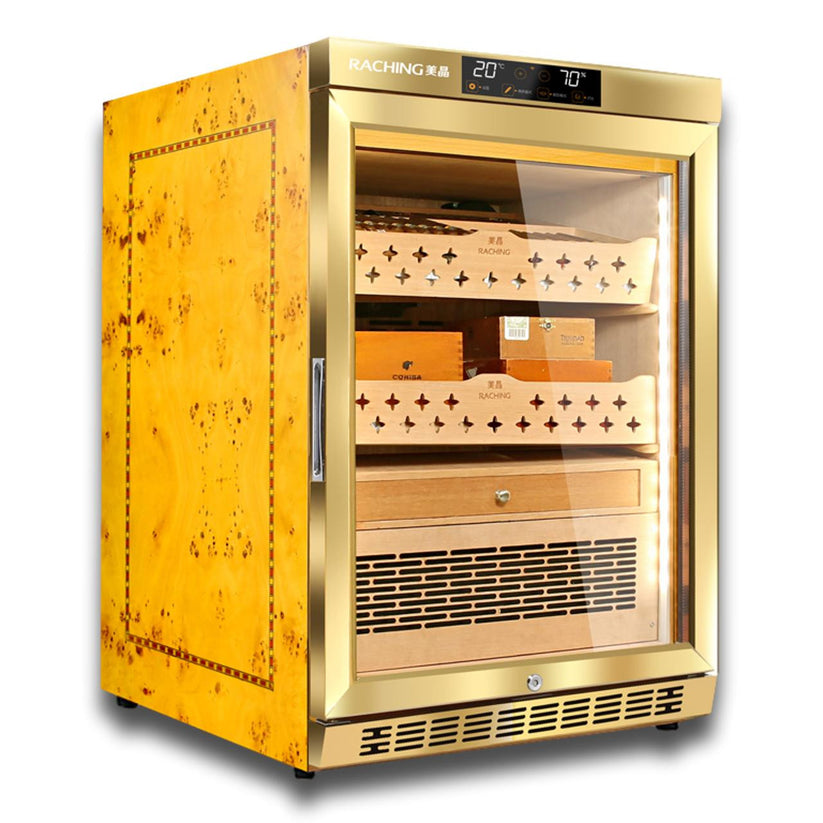 Raching MON800A Climate Control Gold Burl 600-Cigar Electric Humidor ...