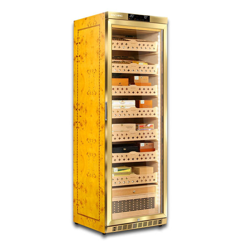 Raching MON3800A Climate Control Gold Burl 1,800-Cigar Electric Humido ...
