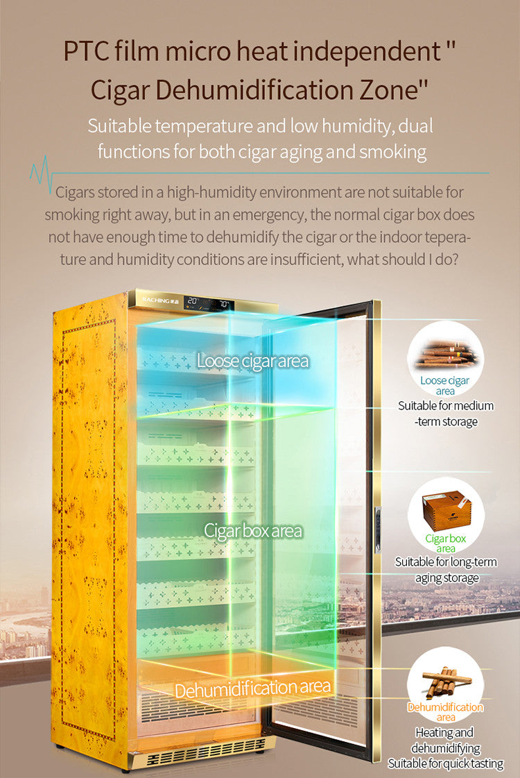 Raching MON5800A Climate Control Gold Burl 4,000-Cigar Electric Humido ...