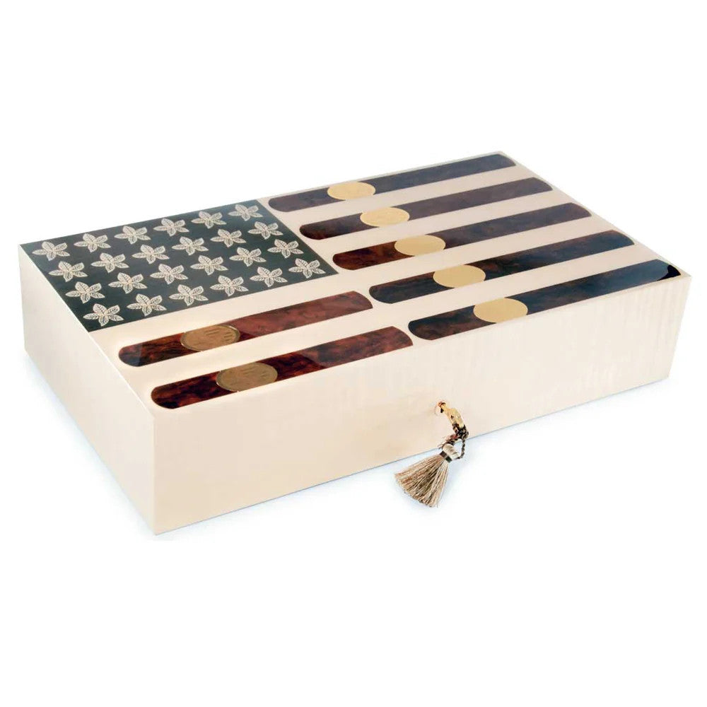 Elie Bleu Stars and Stripes Cigar Flag 110-Cigar Desktop Humidor ...