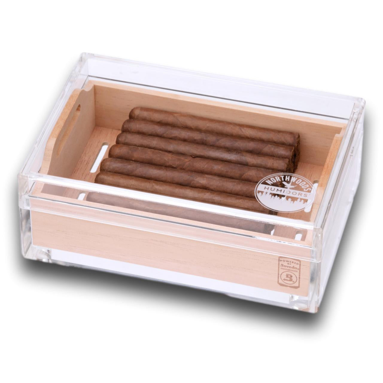 Small Acrylic 20-Cigar Humidor Powered by Boveda – Northwoods Humidors