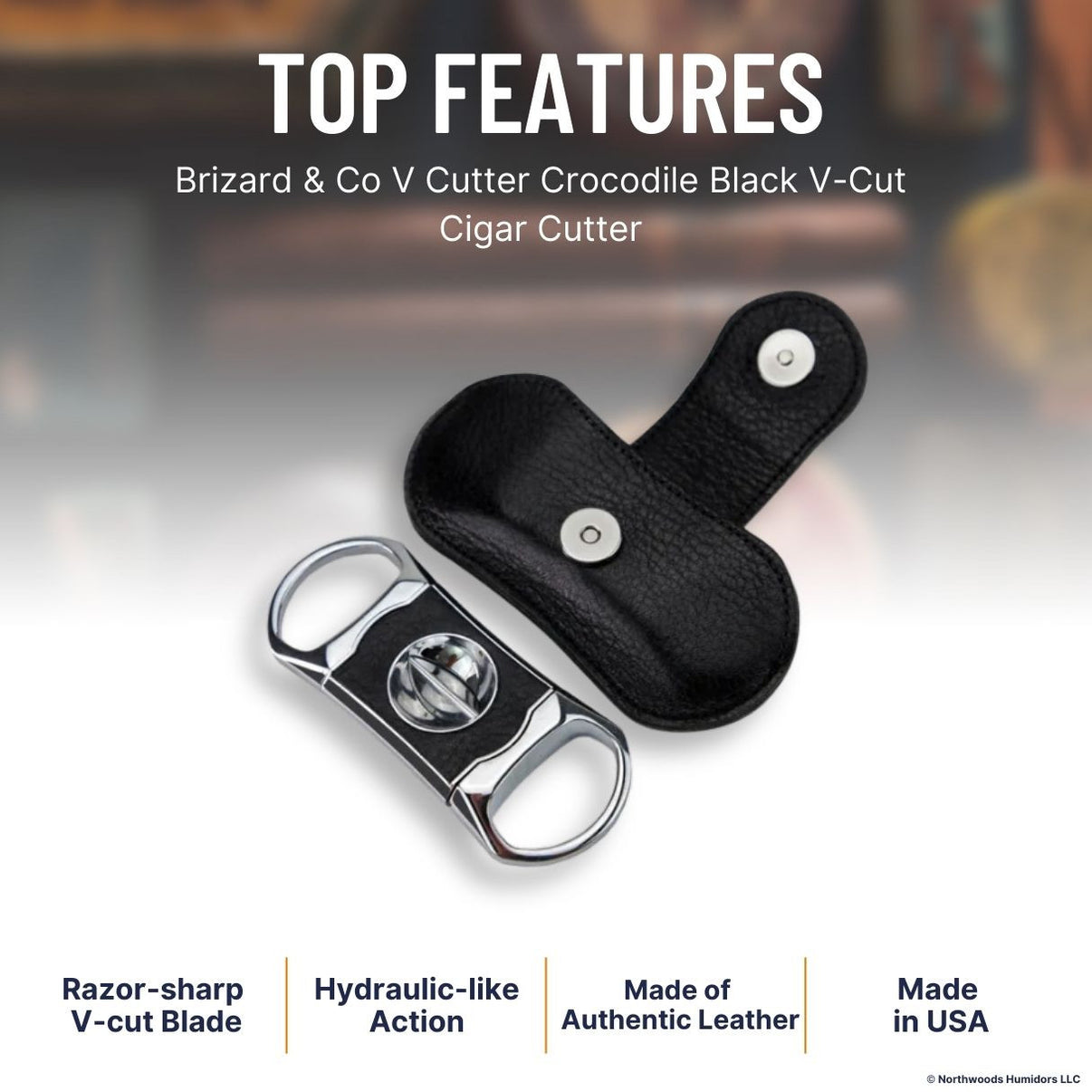 Brizard & Co V Cutter Crocodile Black V-Cut Cigar Cutter – Northwoods ...