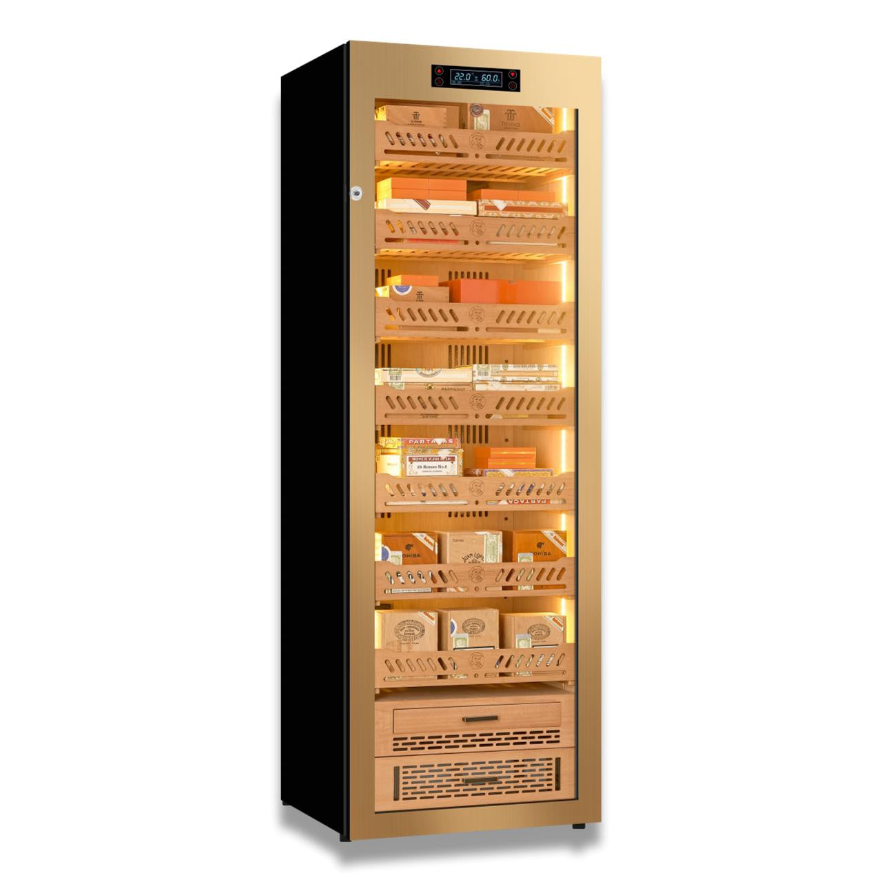 Yohtron YC-448G Premium Series Gold 2,300-Cigar Electric Humidor ...